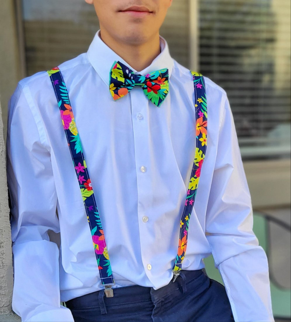 Hawaiian Palm Tree Skinny Suspenders, Handmade to Order | Dapper Xpressions