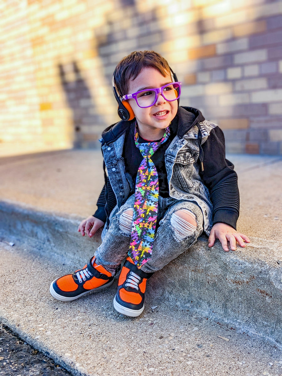 Neon 90s Patterns Adjustable Necktie | Dapper Xpressions